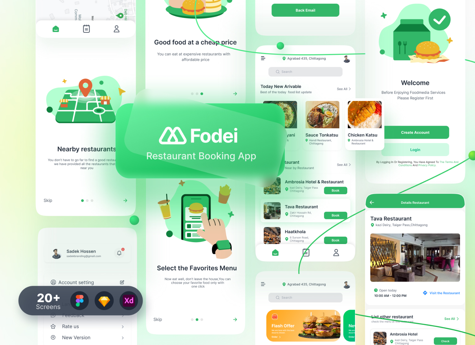 Hotel & Restaurant Booking App UI Kit - GraphicsBunker