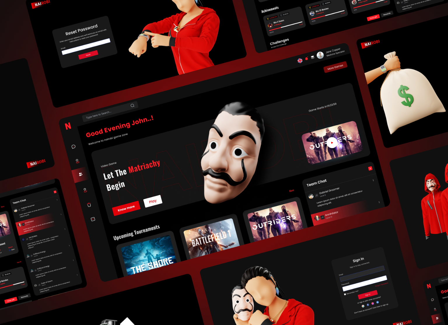 Nairobi Gaming Admin UI Kit - GraphicsBunker