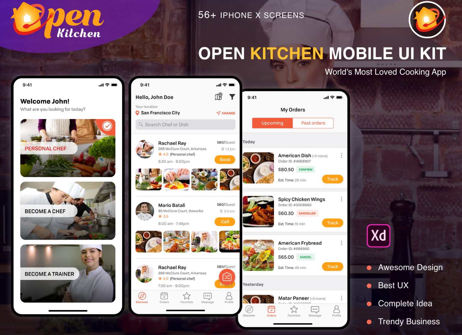 Open Kitchen Mobile IOS App UI Kit - GraphicsBunker