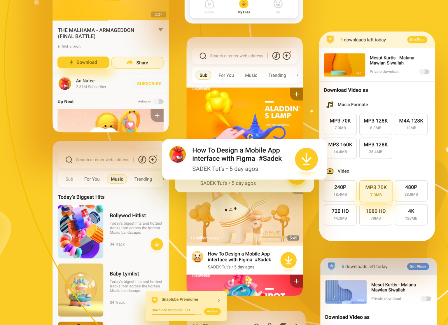 Video & Music Downloader App UI Kit - GraphicsBunker