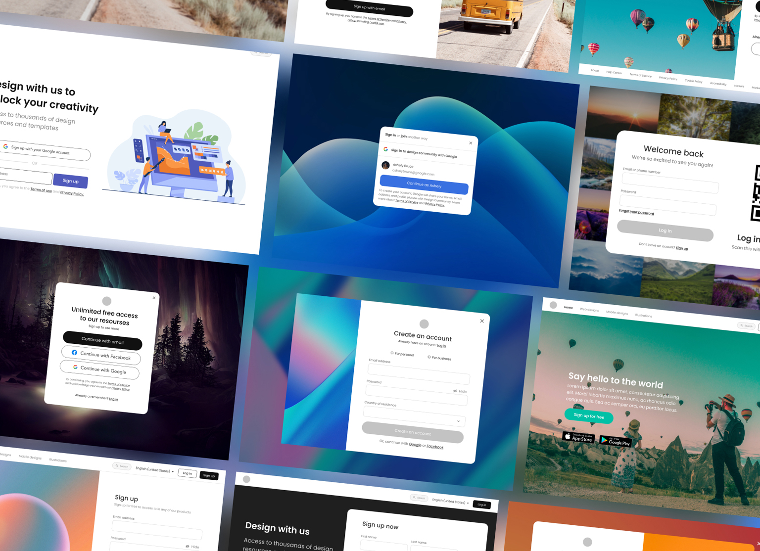 50 Websites Sign In/Sign Up UI Kit - GraphicsBunker