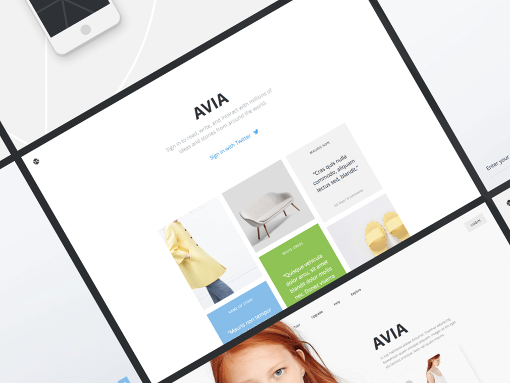 Avia: 40 Home Page UI Kit - GraphicsBunker