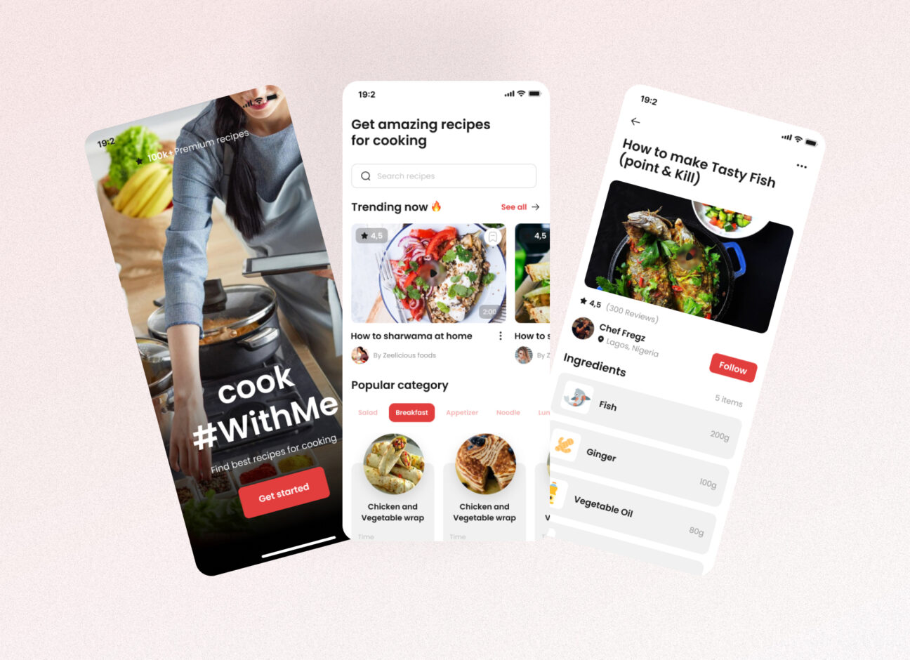 Delicate Cooking App UI Kit - GraphicsBunker