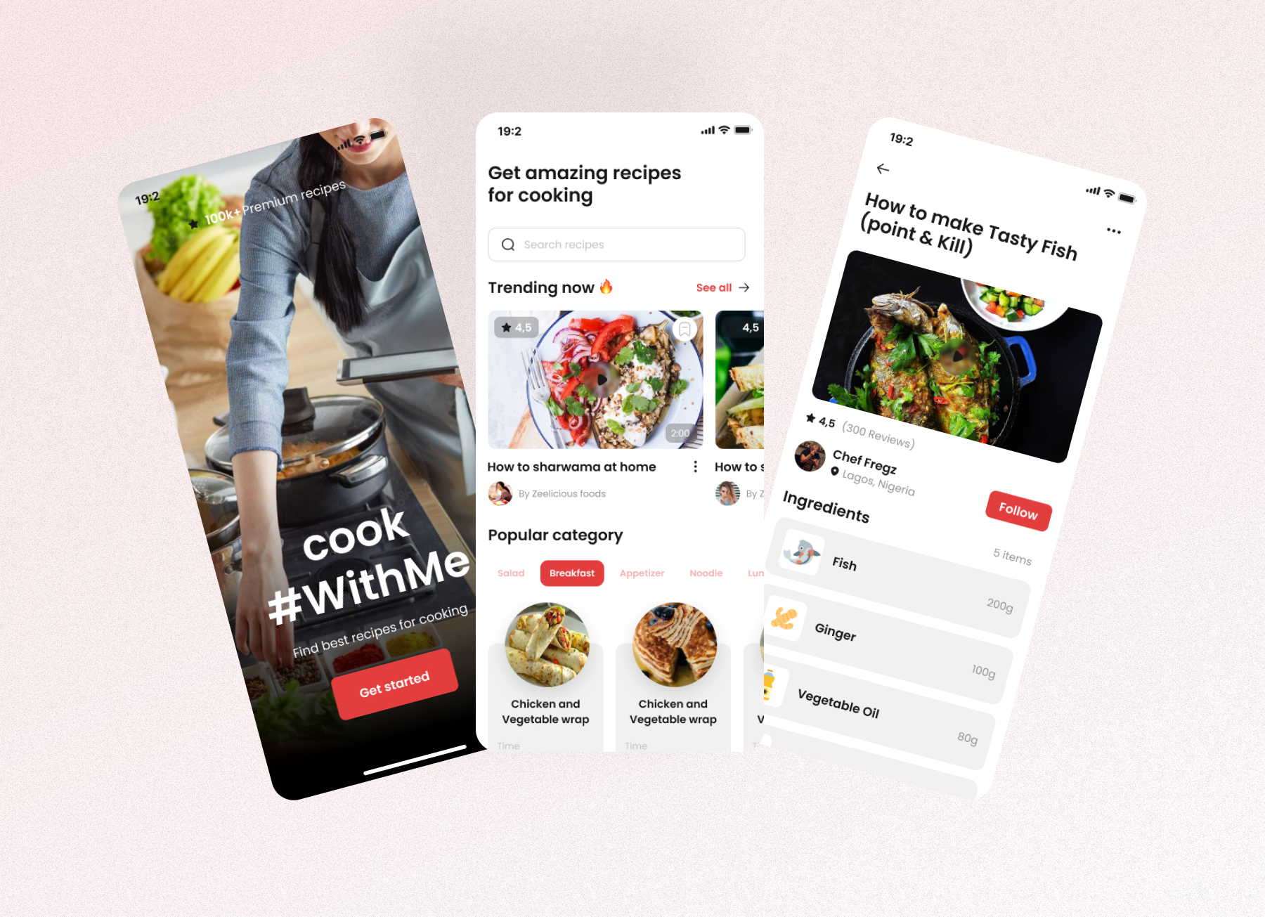 Delicate Cooking App UI Kit - GraphicsBunker