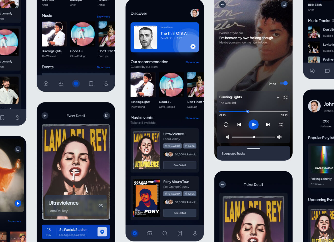 Elegant Music & Event App UI Kit - GraphicsBunker