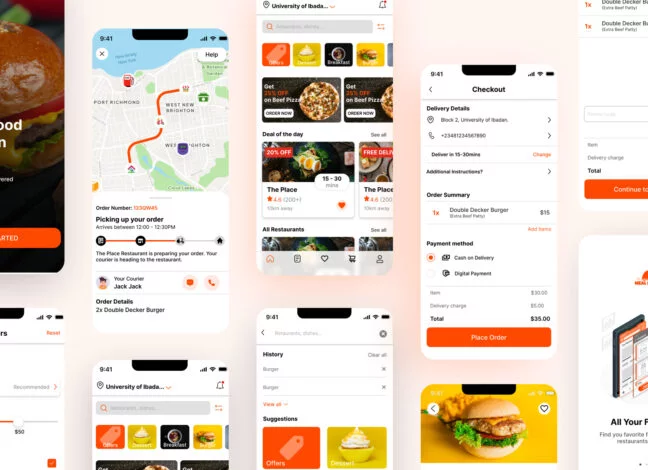 Meal Dash Food Delivery App UI Kit - GraphicsBunker