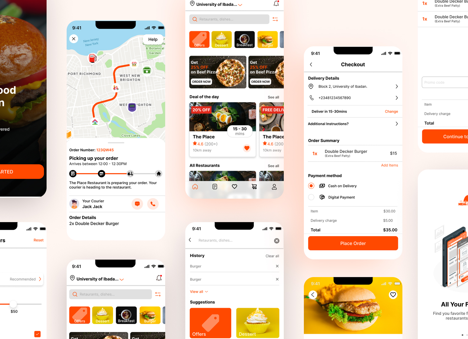 Meal Dash Food Delivery App UI Kit - GraphicsBunker