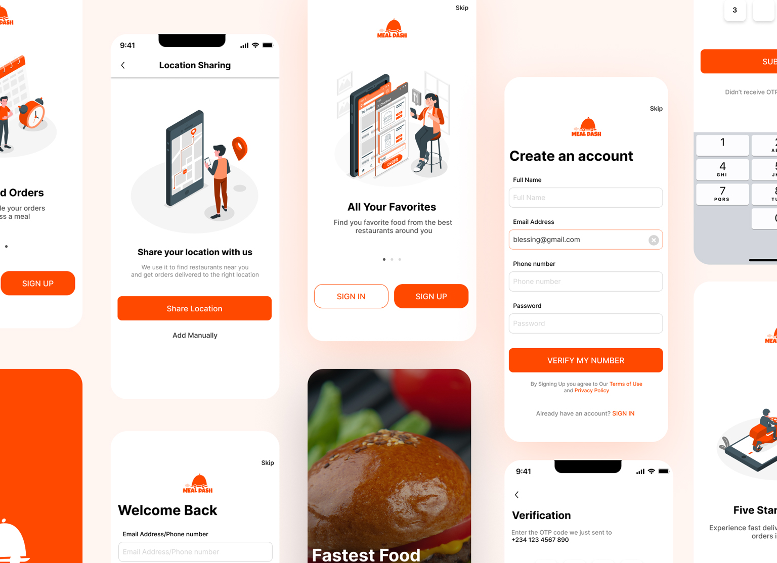 Meal Dash Food Delivery App UI Kit - GraphicsBunker