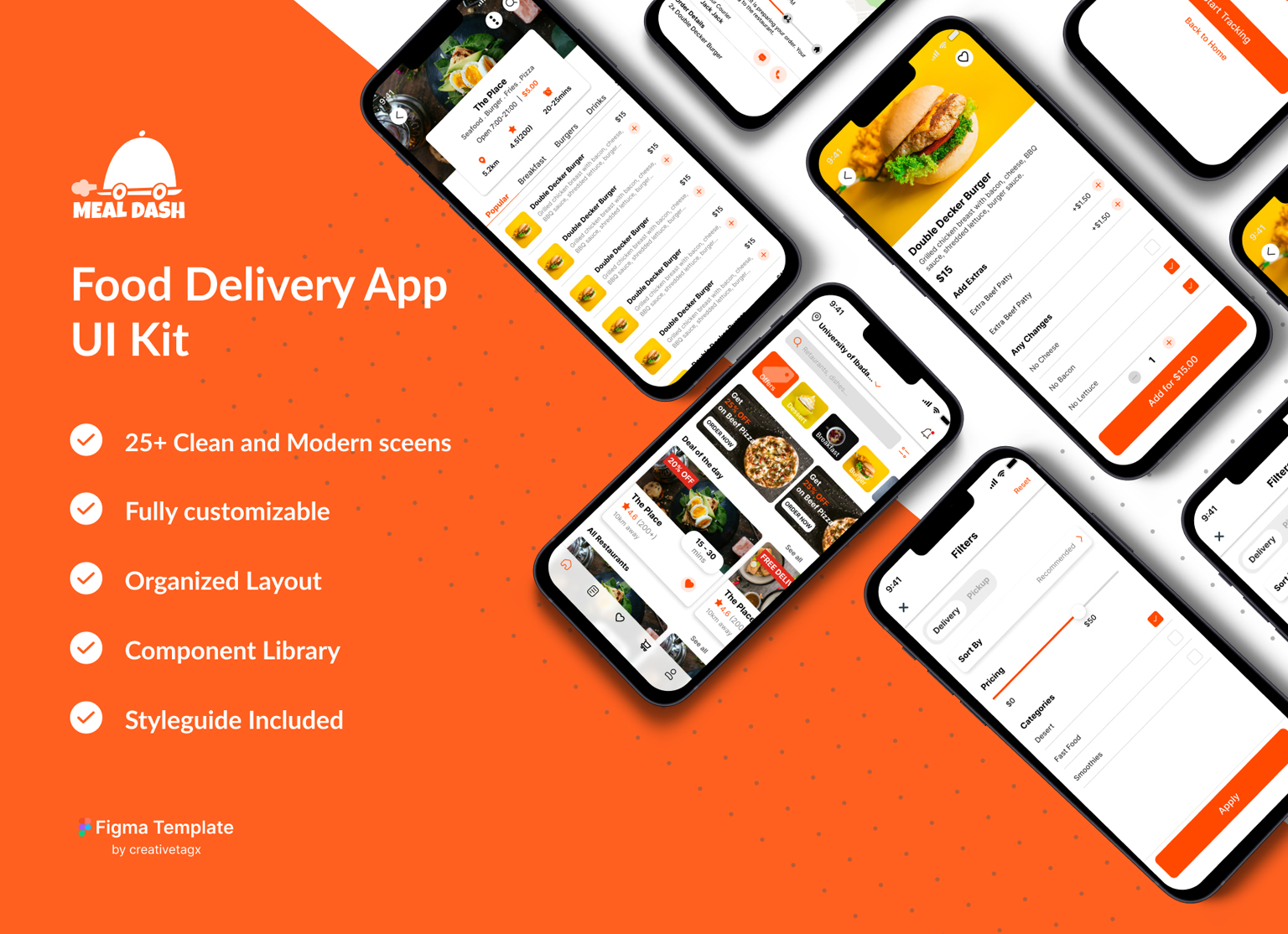 Meal Dash Food Delivery App UI Kit - GraphicsBunker