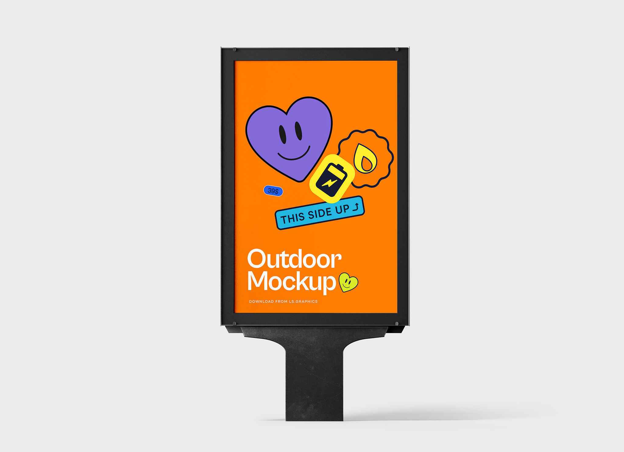 Outdoor Ad Stand Poster Mockup - GraphicsBunker