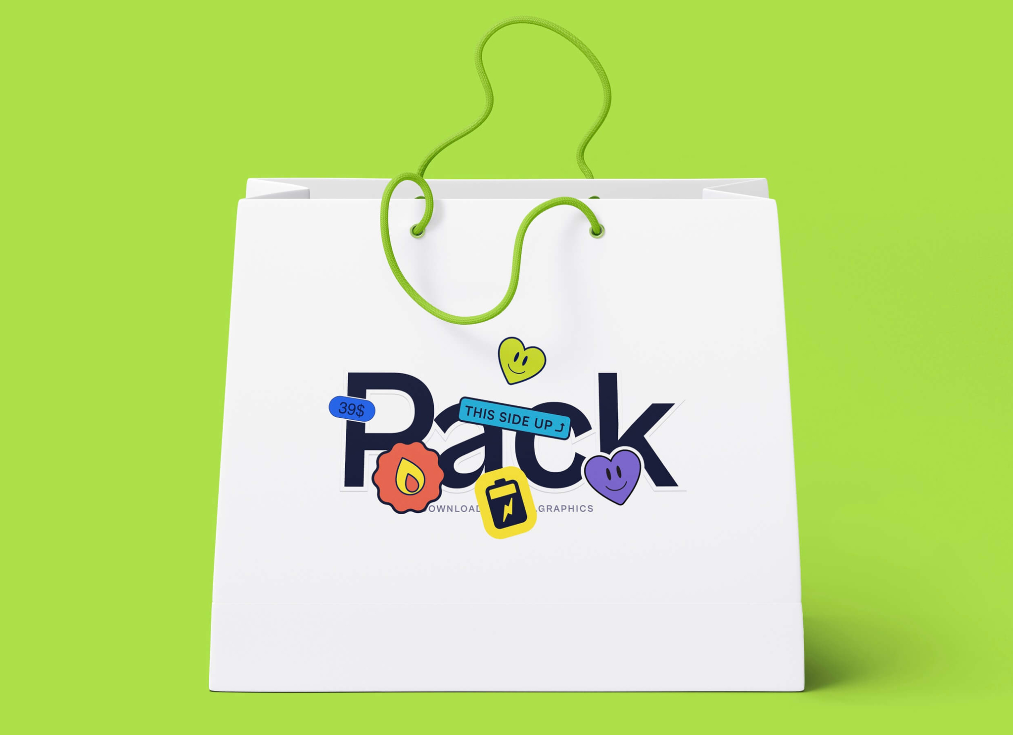 Paper Shopping Bag Sticker Mockup - GraphicsBunker