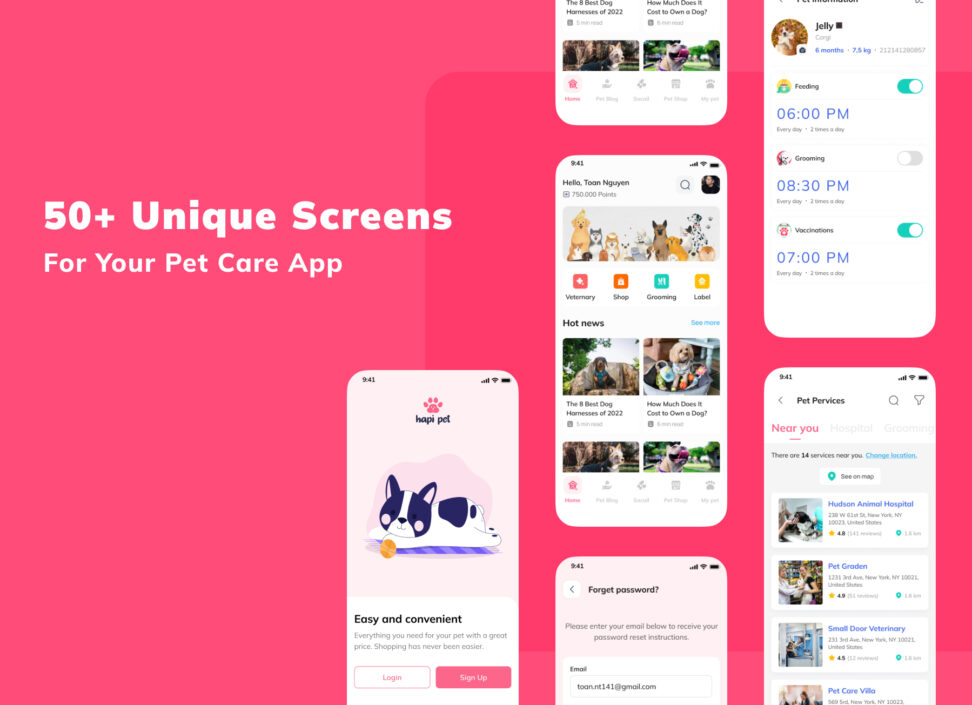 Pet Care Modern App UI Kit - GraphicsBunker