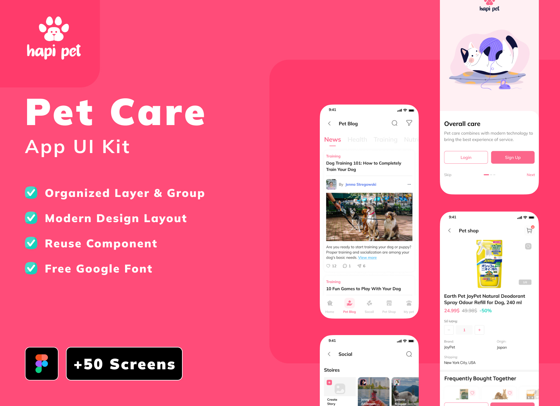 Pet Care Modern App UI Kit - GraphicsBunker