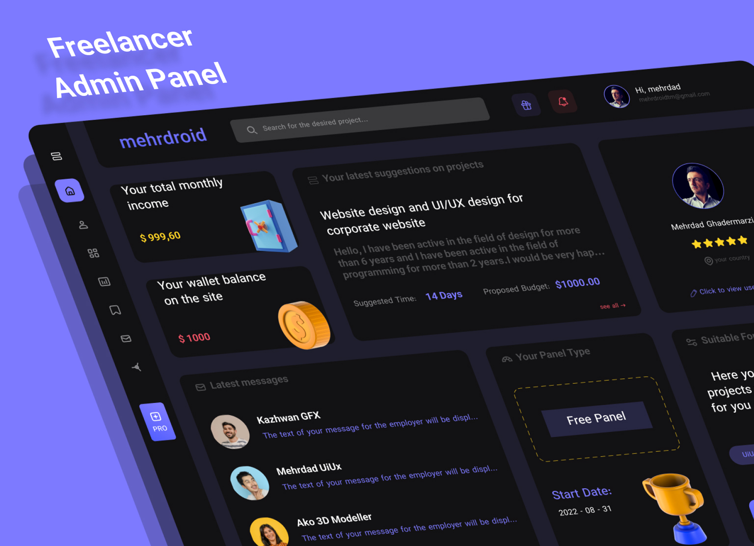 Shady Freelancer Admin UI Kit - GraphicsBunker