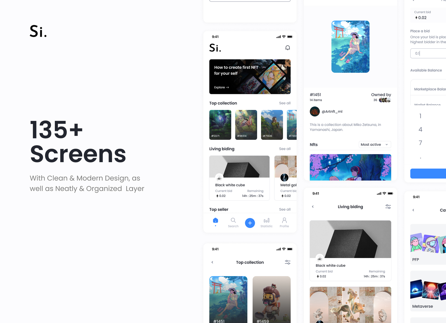 Si: NFT Marketplace App UI Kit - GraphicsBunker
