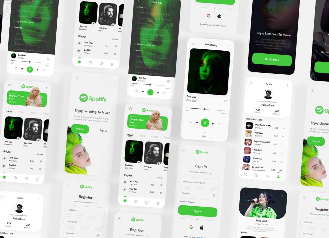 Spotify Creative Redesign UI Kit - GraphicsBunker