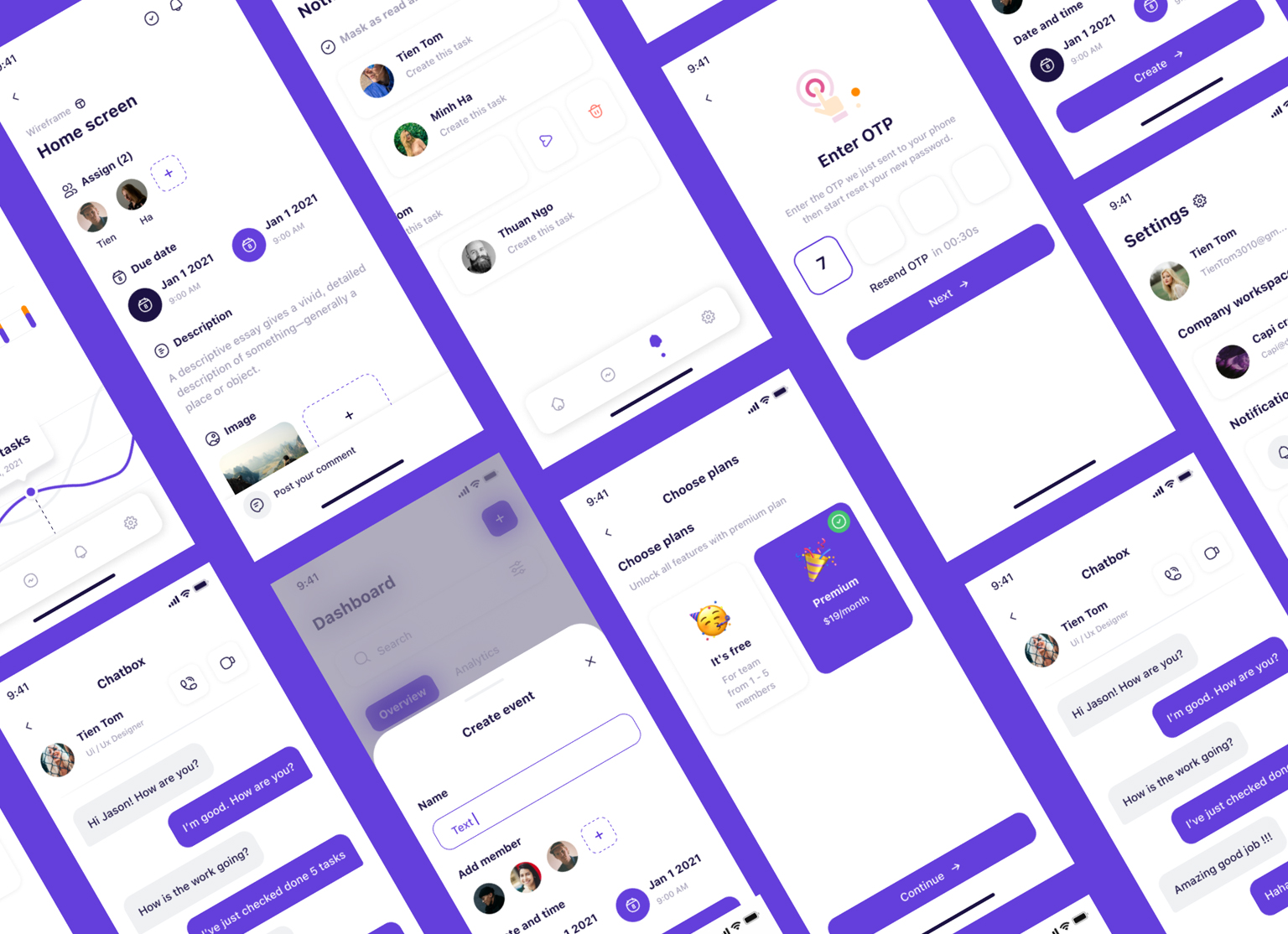 Tasker: Task Management App UI Kit - GraphicsBunker