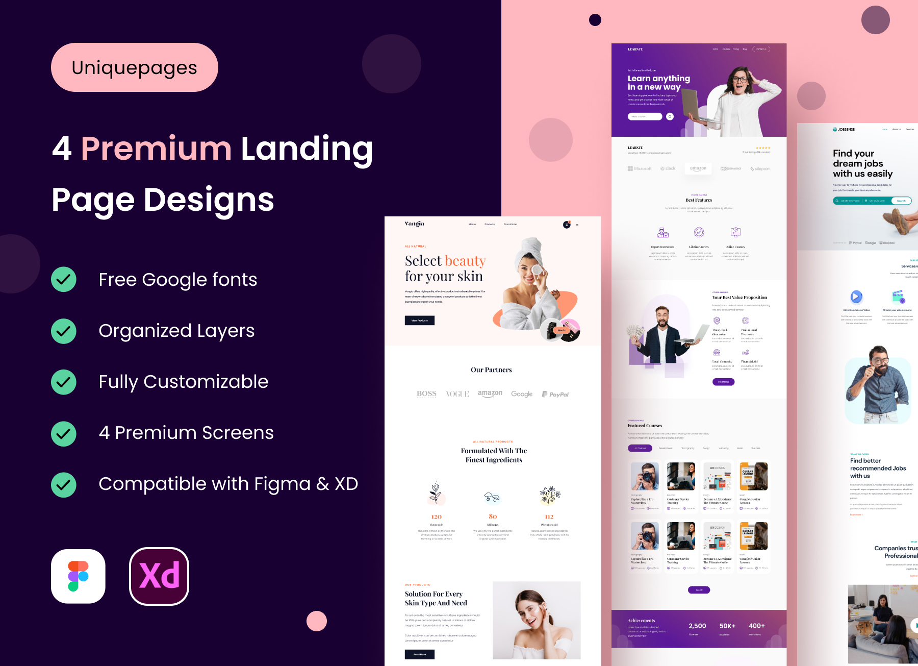 Uniquepages: 4 Premium Landing Pages - GraphicsBunker