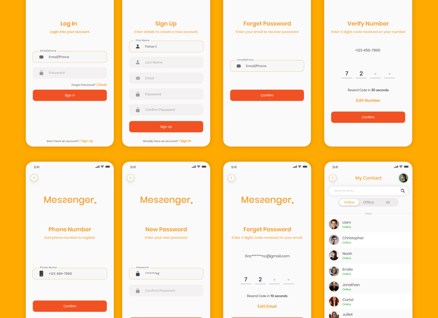 User-friendly Messenger App UI Kit - GraphicsBunker