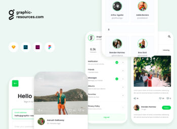 Social Media App UI Kit - GraphicsBunker