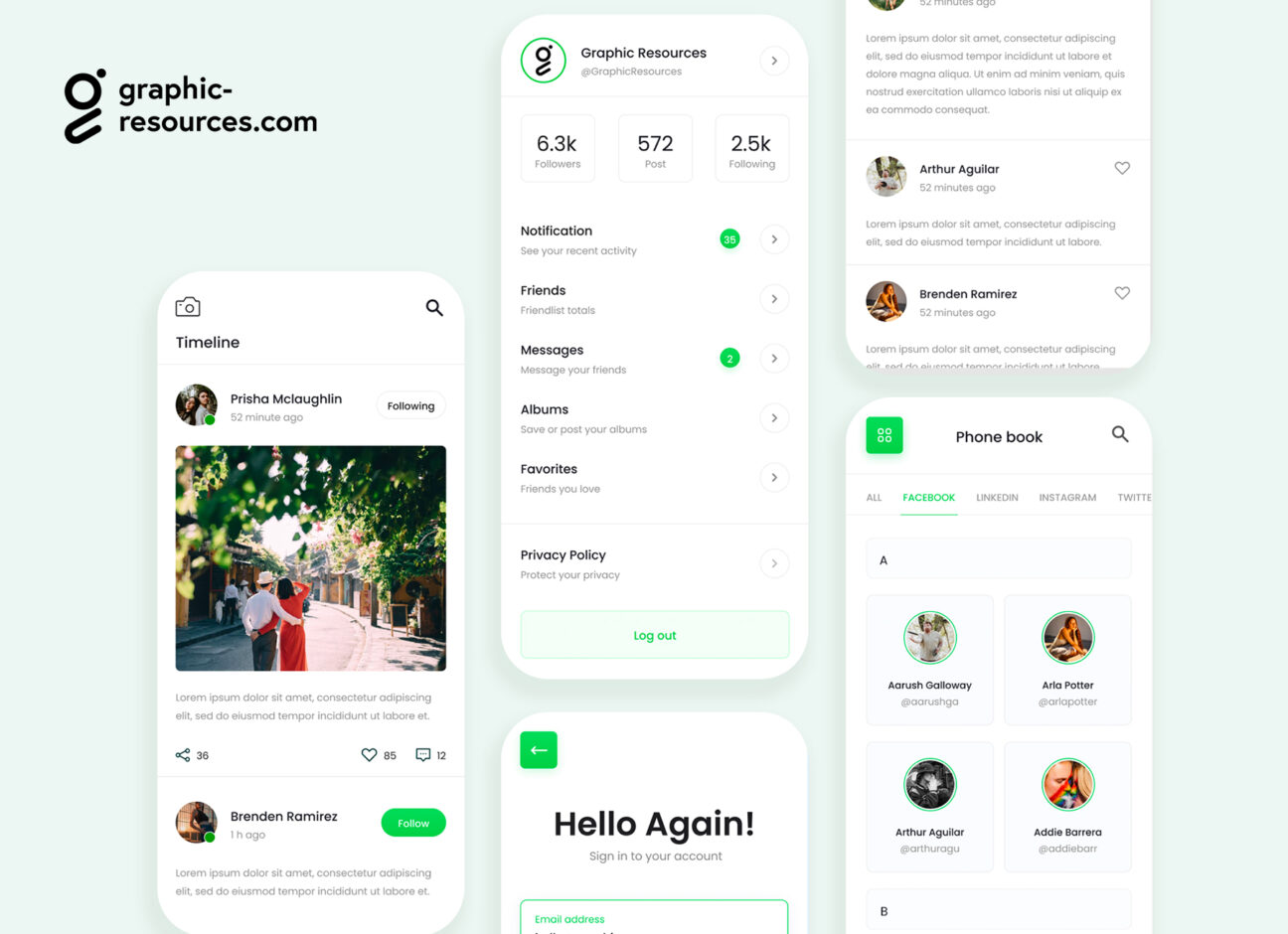 Social Media App UI Kit - GraphicsBunker