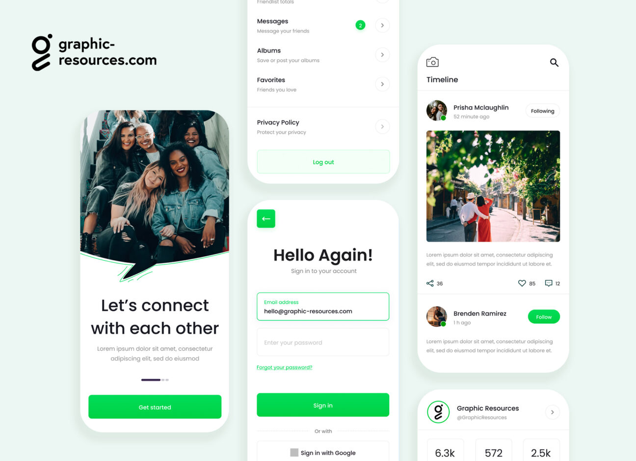 Social Media App UI Kit - GraphicsBunker