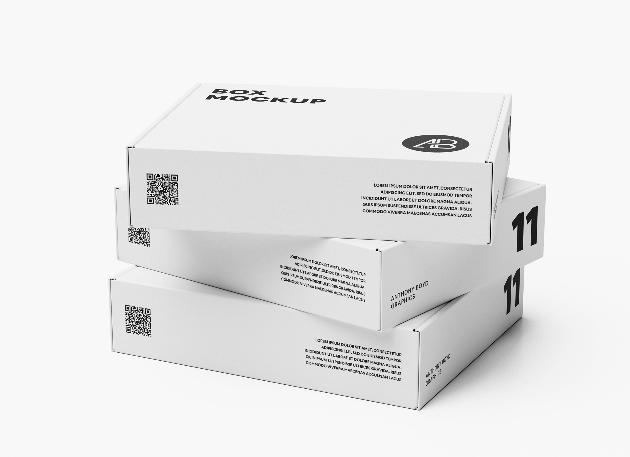 Stacked Mailer Boxes Mockup - GraphicsBunker