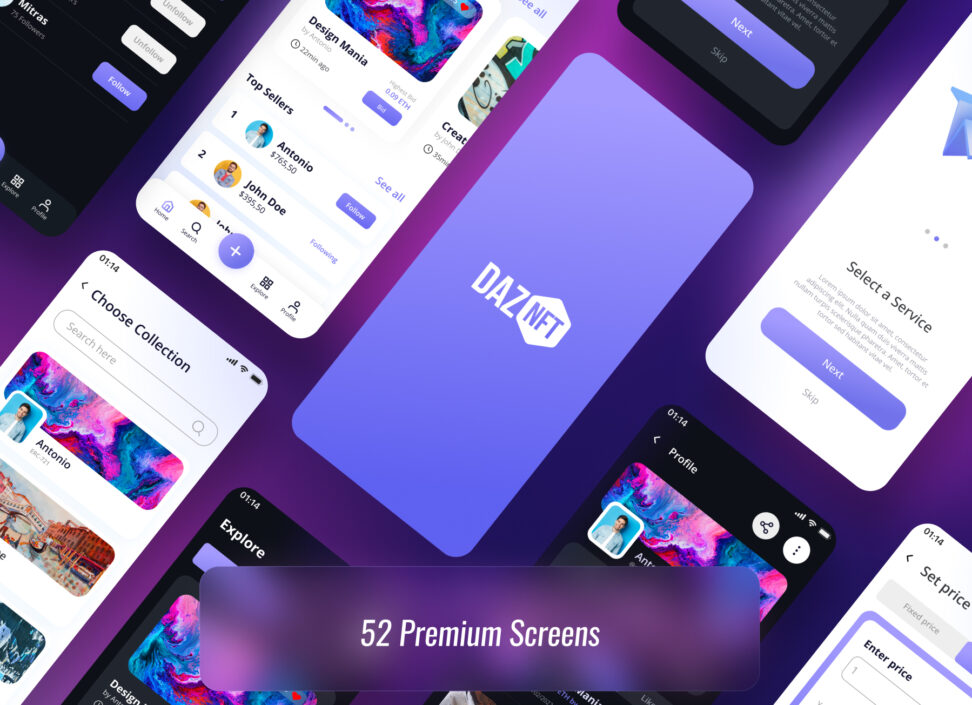 Daz: NFT Marketplace App UI Kit - GraphicsBunker