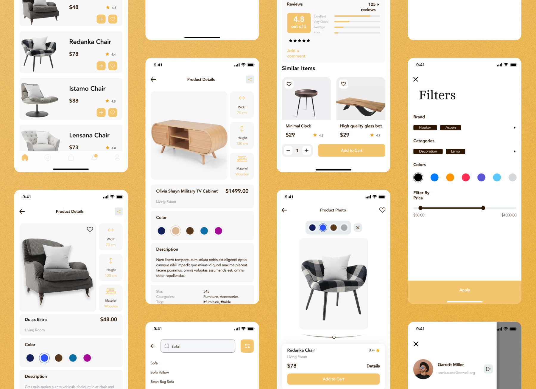 Furniture Store App UI Kit - GraphicsBunker