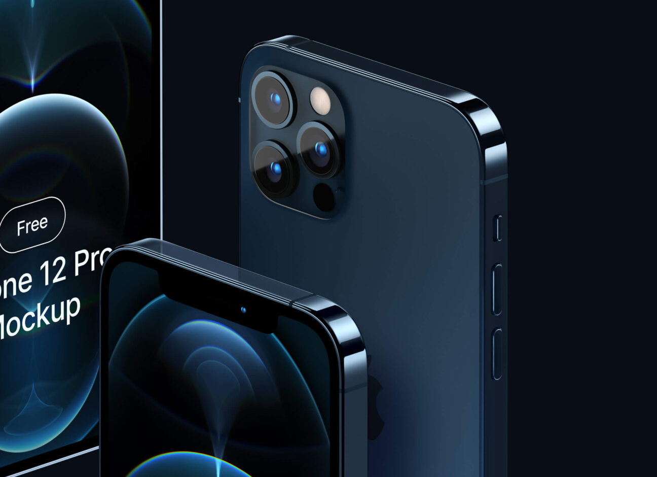 Pacific Blue IPhone 12 Pro Mockup - GraphicsBunker