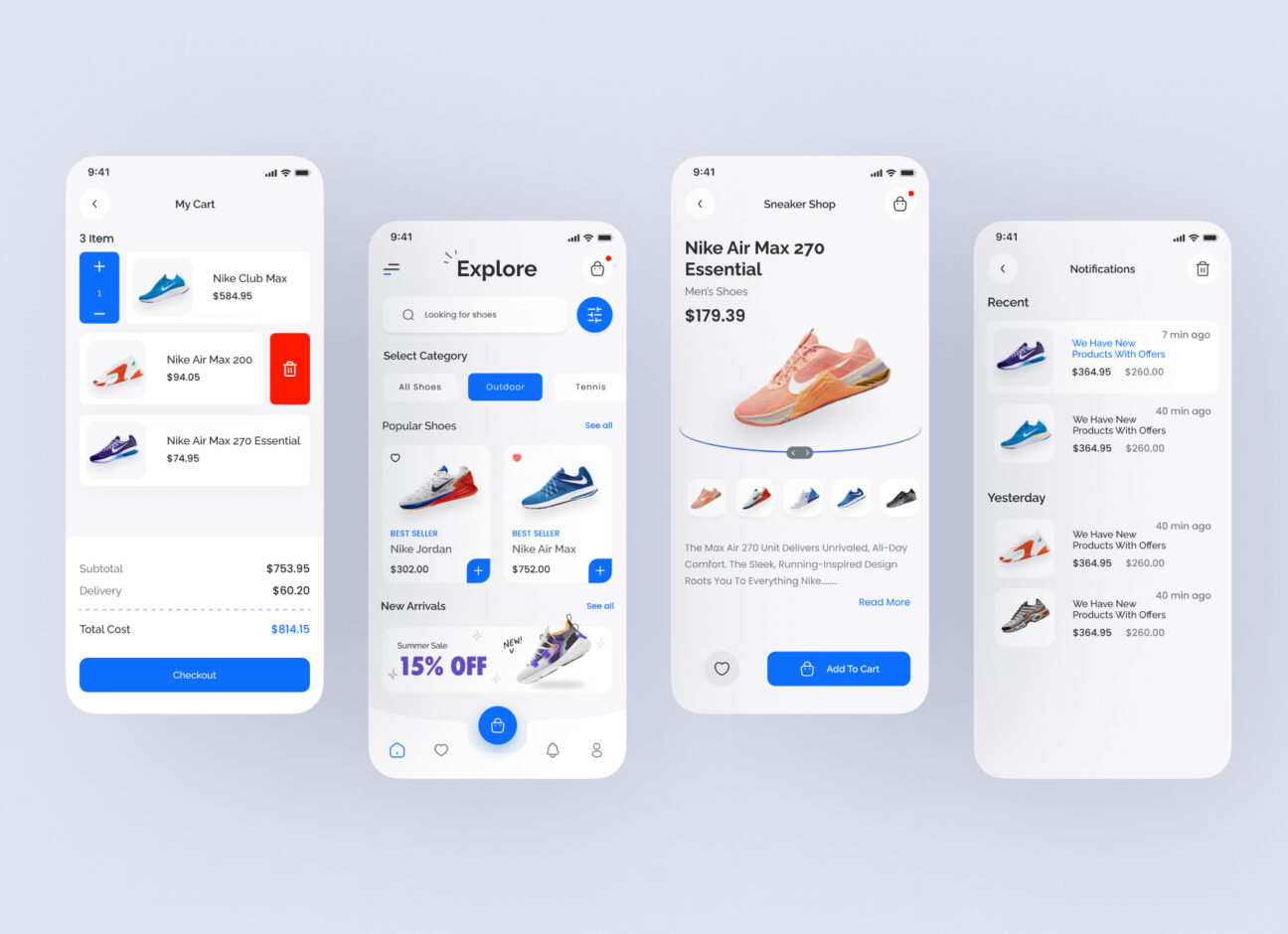 Sneaker Store App UI Kit - GraphicsBunker