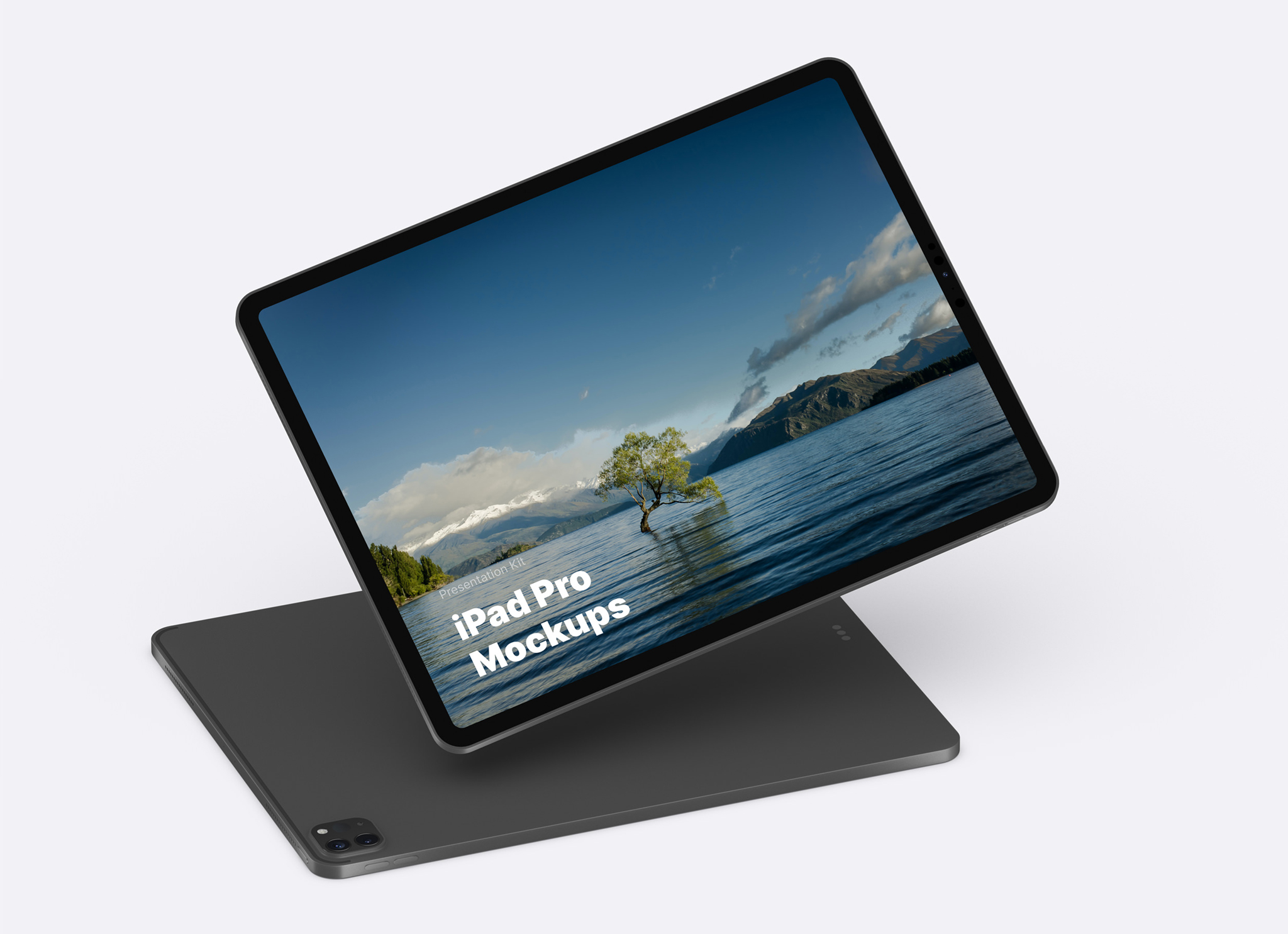 White/Black Clay IPad Pro Mockup - GraphicsBunker