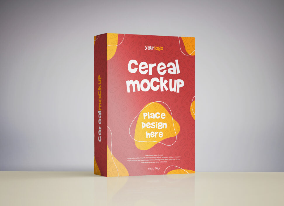 Cereal Box Packaging Mockup - GraphicsBunker