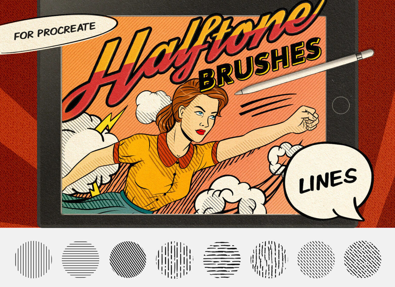 Comic Halftone Procreate Brushes - GraphicsBunker