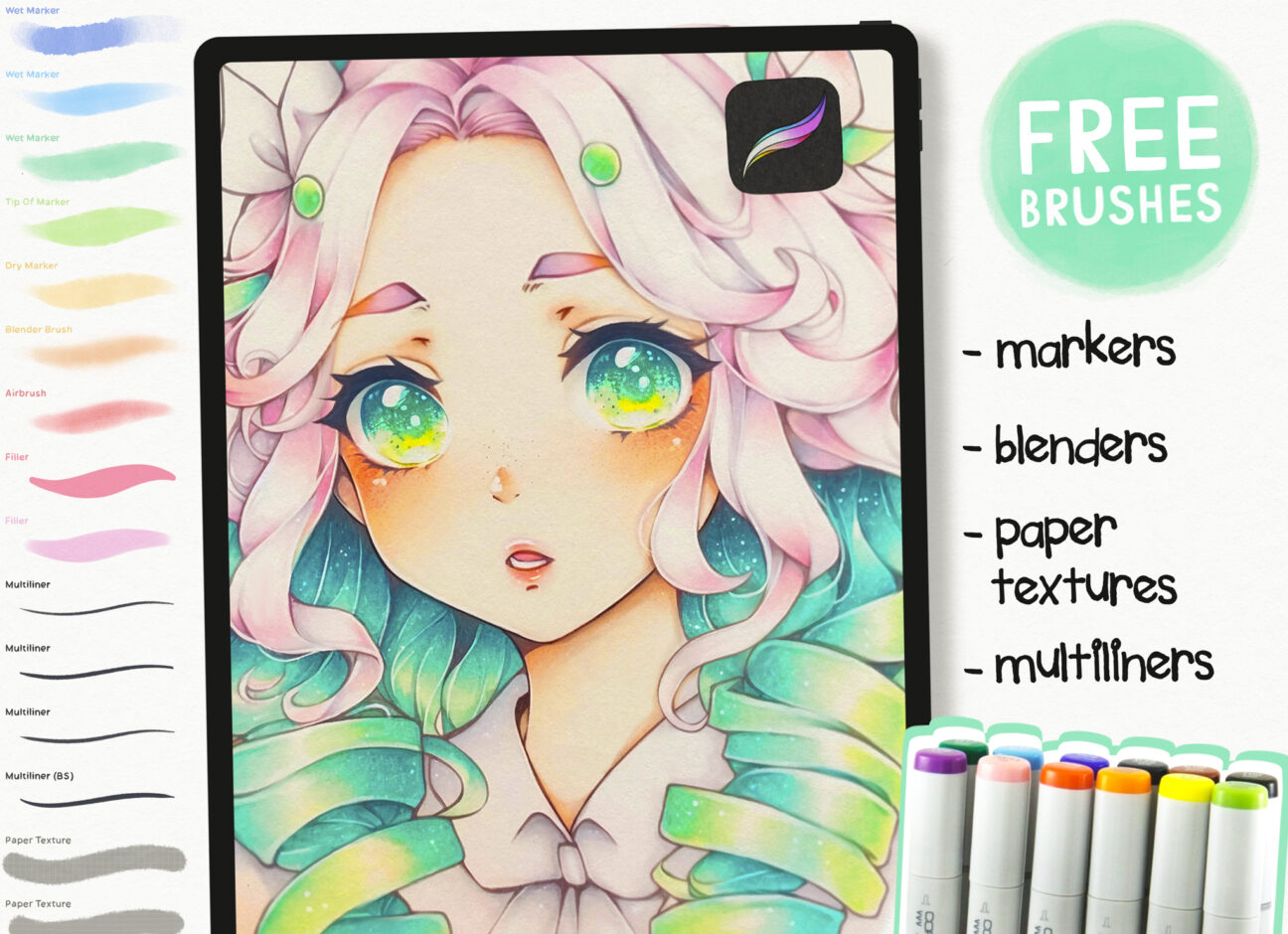 Copic Marker Procreate Brush Set - GraphicsBunker