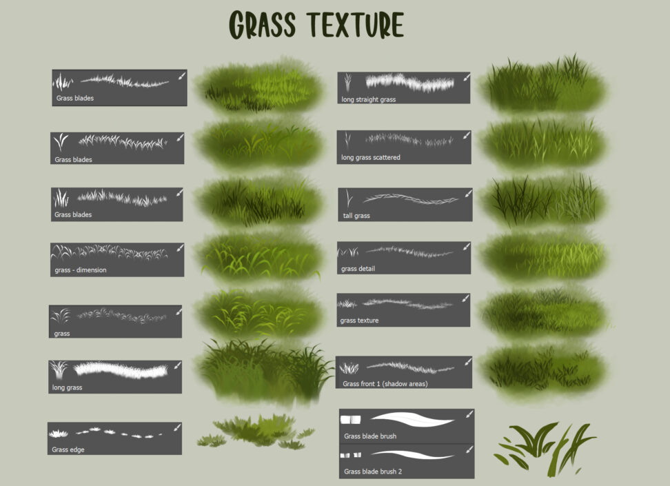 Grass Procreate Photoshop Brushes - GraphicsBunker