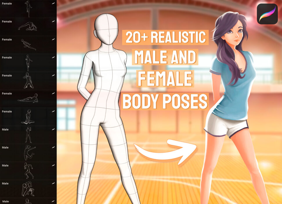 Body Poses Stamps Procreate Brushes - GraphicsBunker