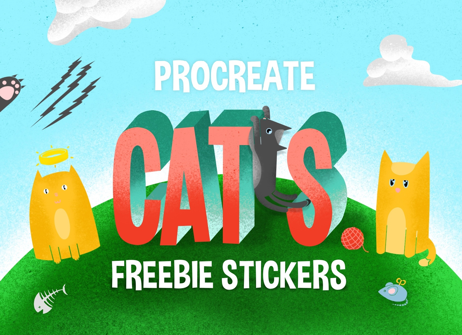 Cats Procreate Stamp Brushes - GraphicsBunker