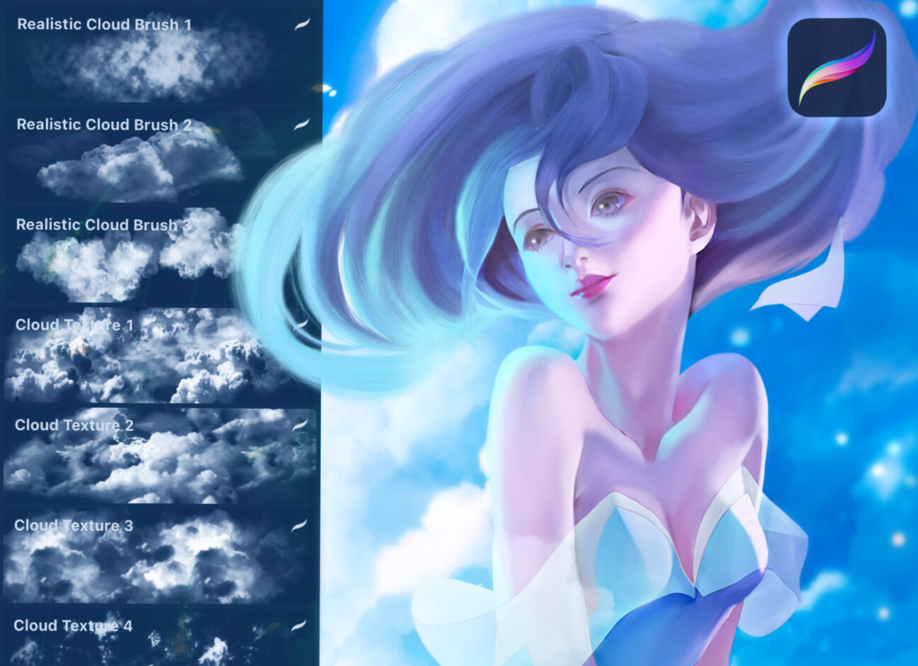 Clouds Procreate Brushes - GraphicsBunker