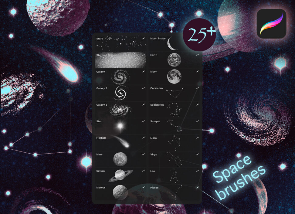 Space Procreate Brush Set - GraphicsBunker