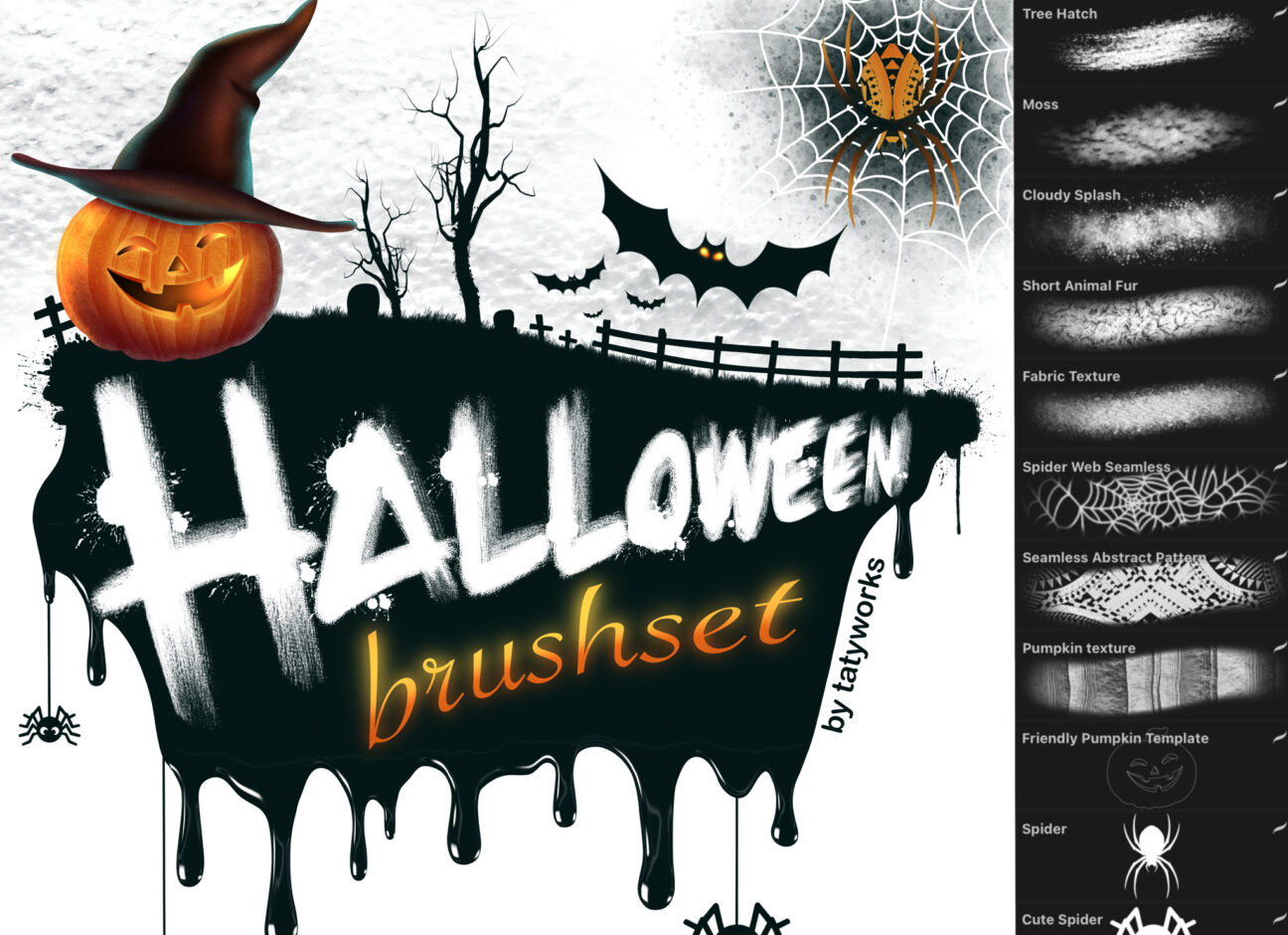 Halloween Set Procreate Brushes - GraphicsBunker
