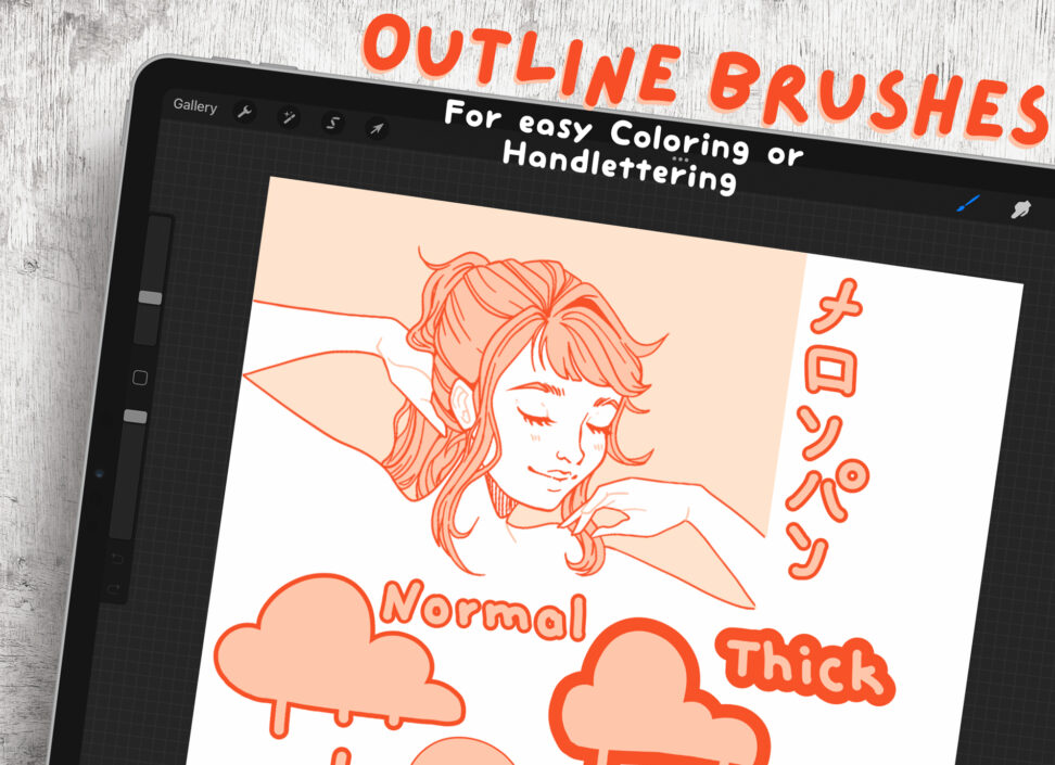 Outline Procreate Brushes - GraphicsBunker