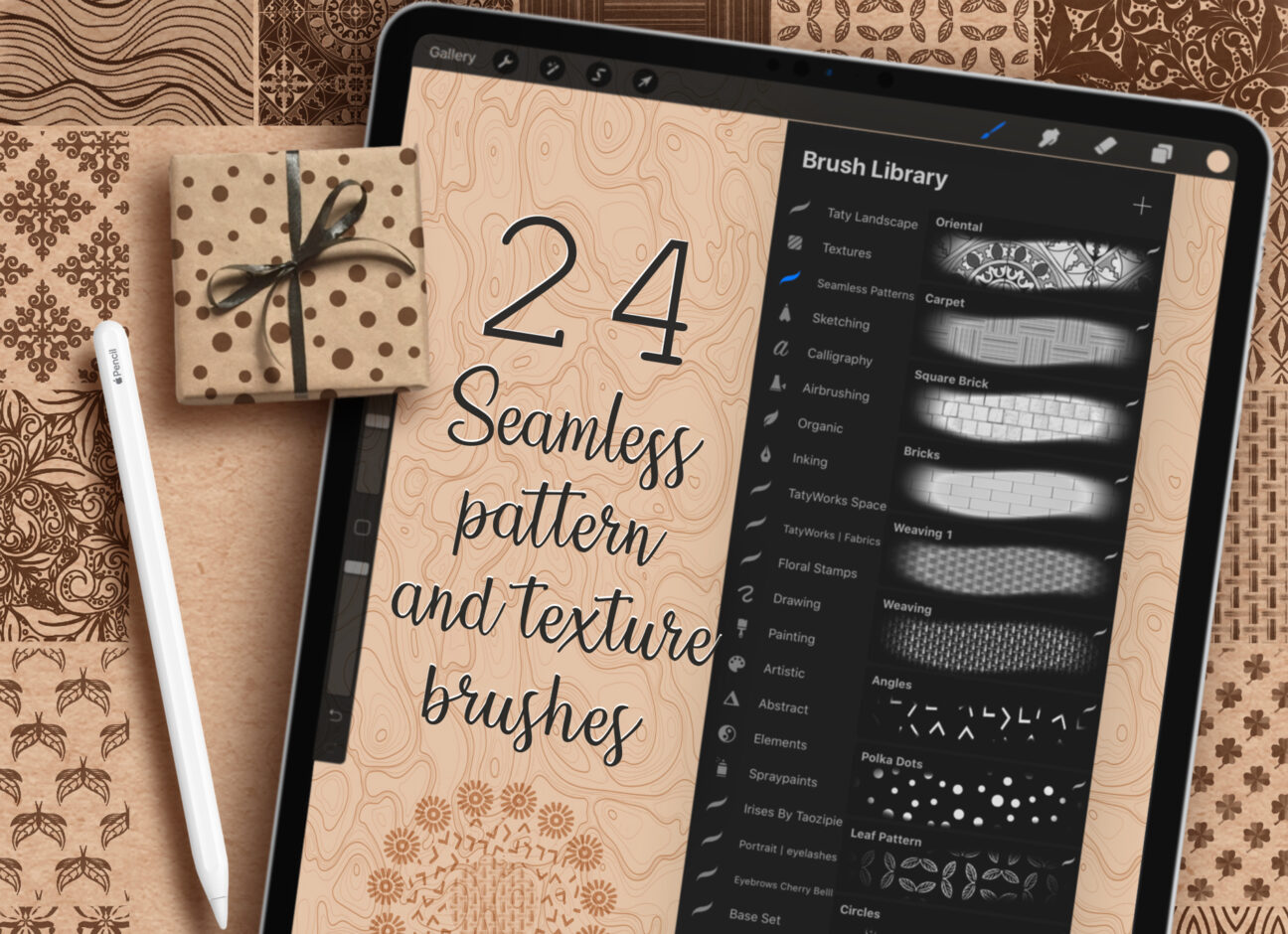 15 Basic Pattern Procreate Brushes - GraphicsBunker