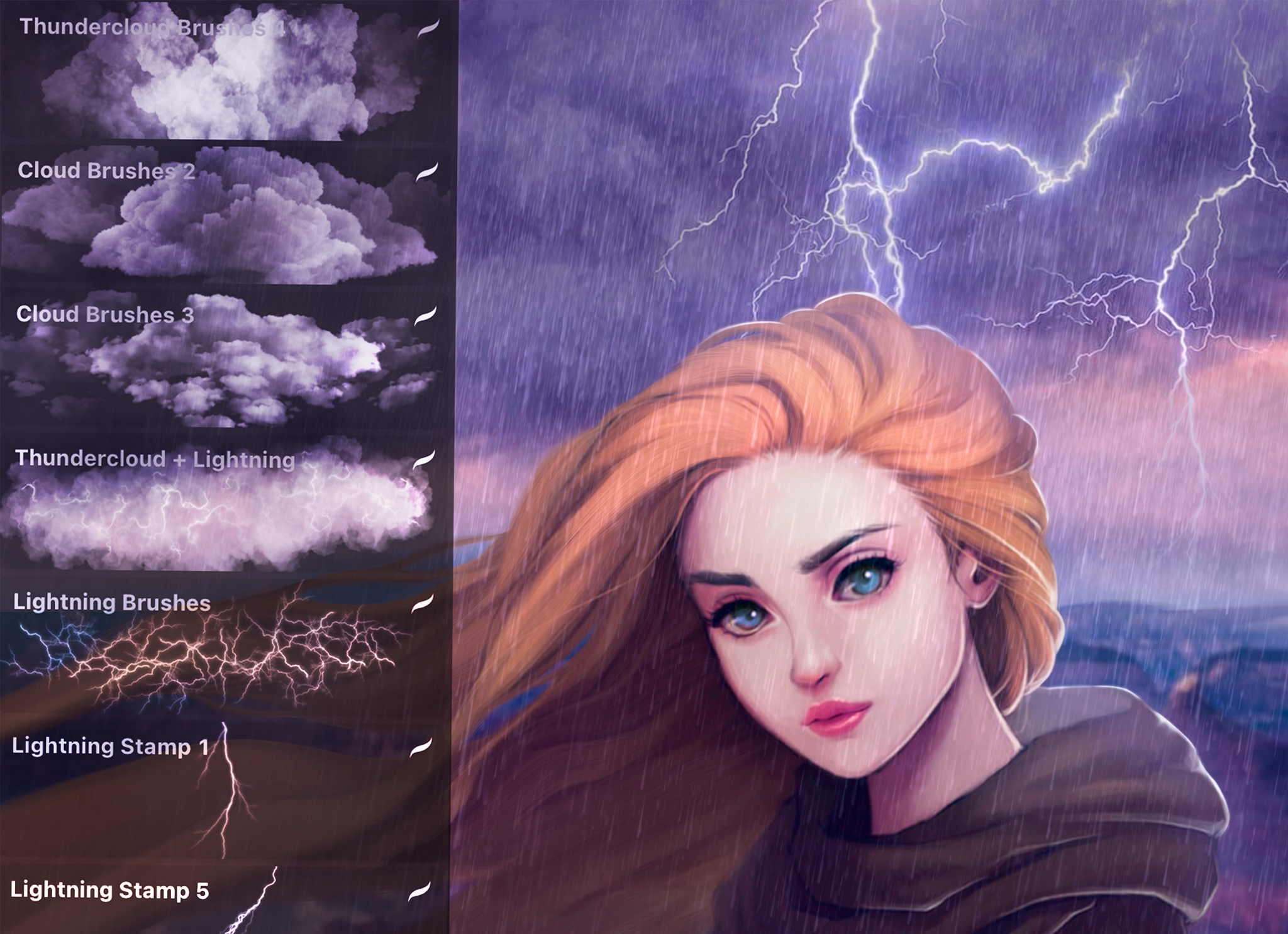 Lightning Procreate Brushes - GraphicsBunker