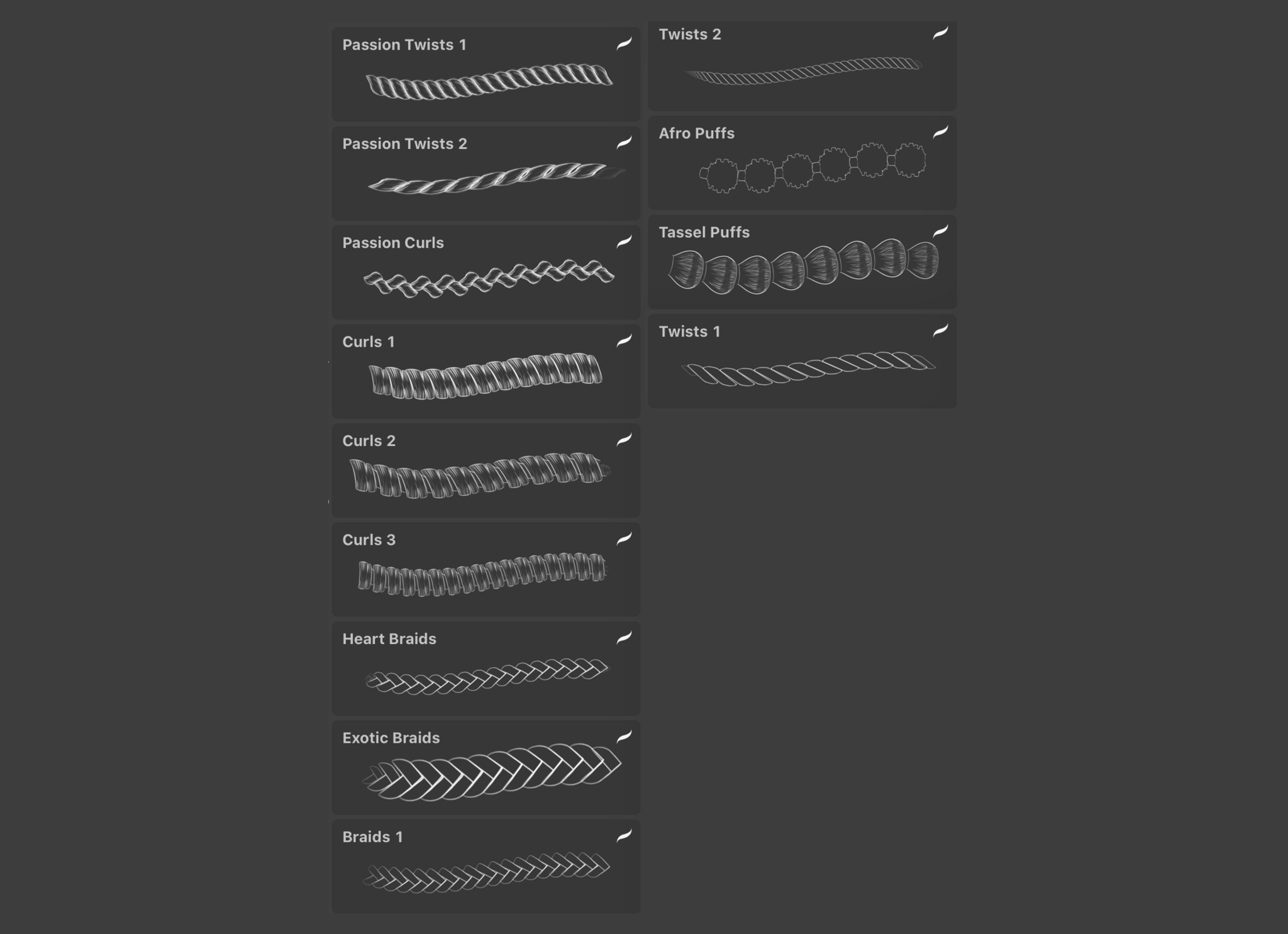 Braid Curly Hair Style Procreate Brushes - GraphicsBunker