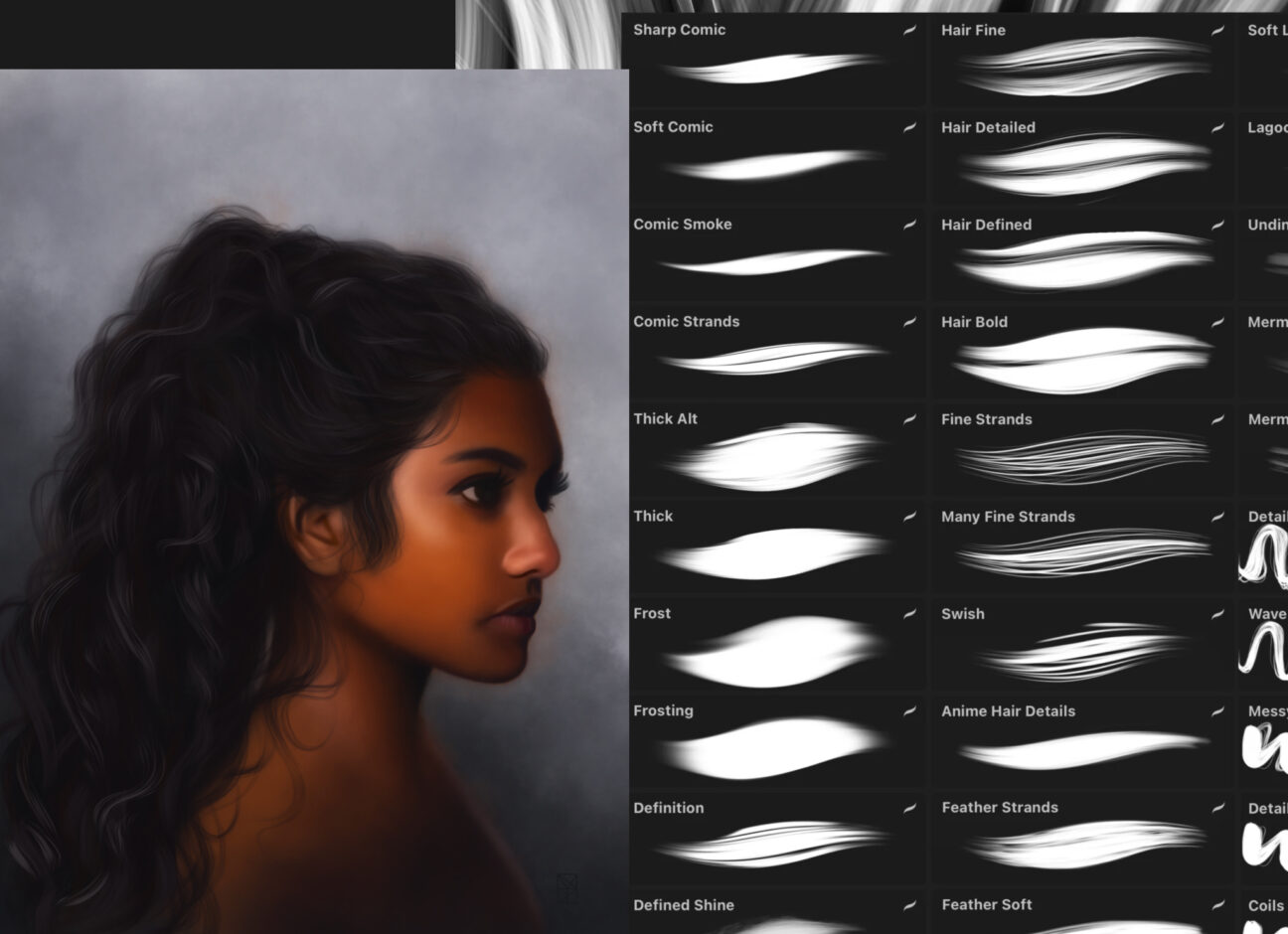 Curly Hair Procreate Brushes - GraphicsBunker