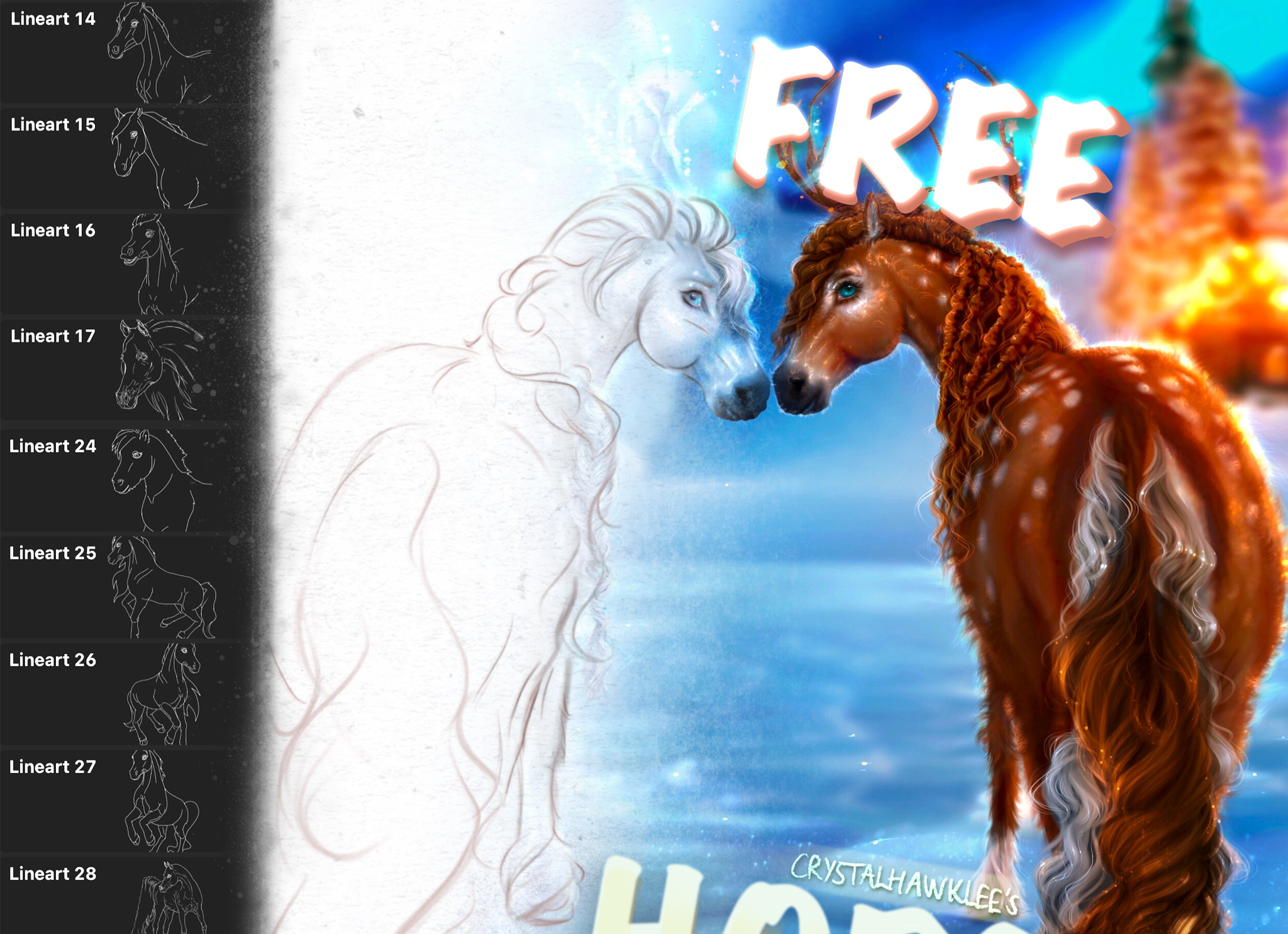 Horse Stamps Lineart Procreate Graphicsbunker