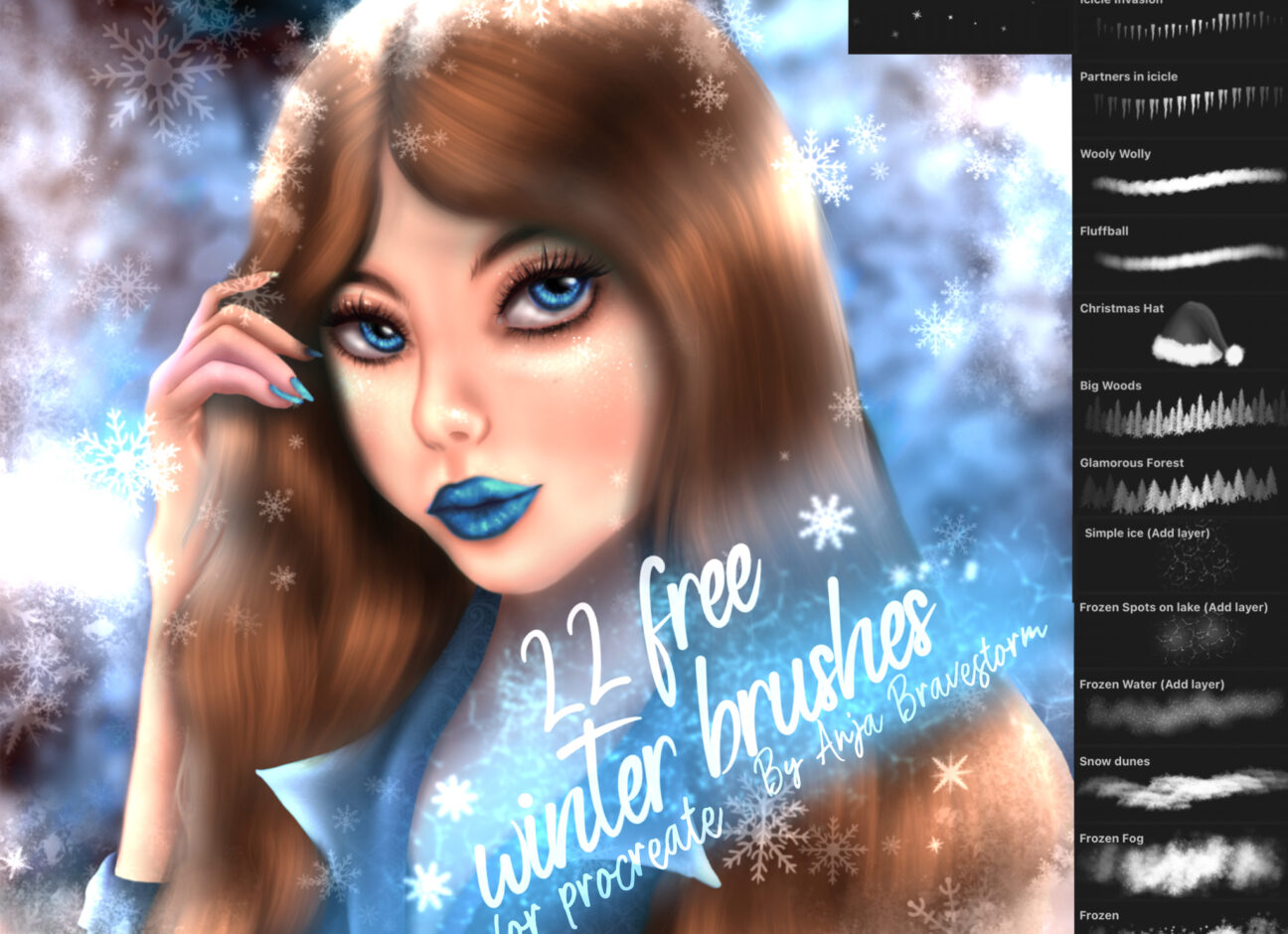 Anime Snowflake Procreate Brushes - GraphicsBunker