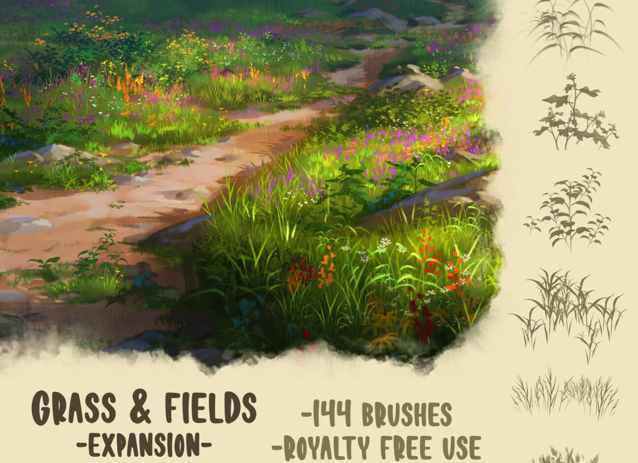 Grass & Fields Brushes - GraphicsBunker