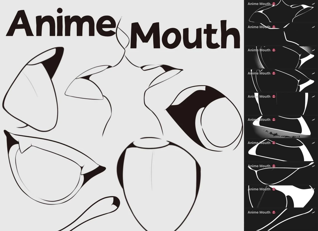 Anime Mouth Procreate Brushes - GraphicsBunker